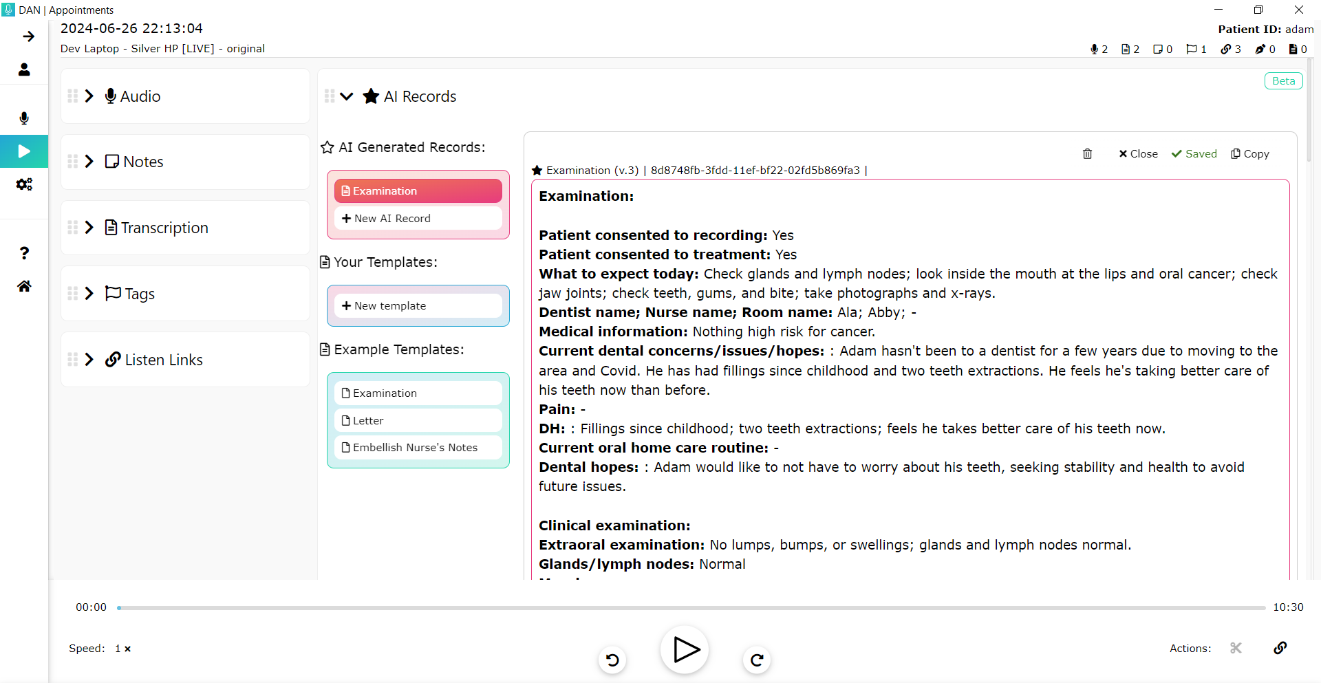 DAN - Effortless clinical record keeping